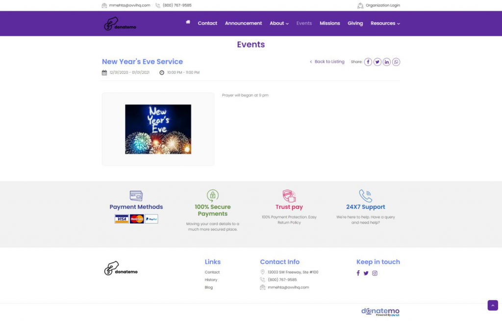 How to display the event page on the front organization website ...