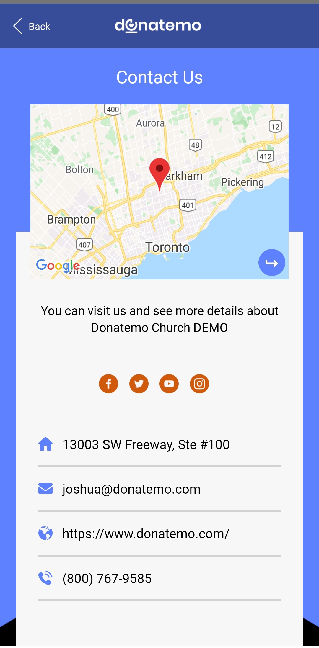 Display Contact Us – DonateMo Support