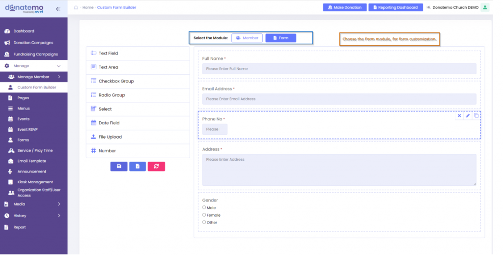 How to Make Form Using Custom Form Builder? – DonateMo Support